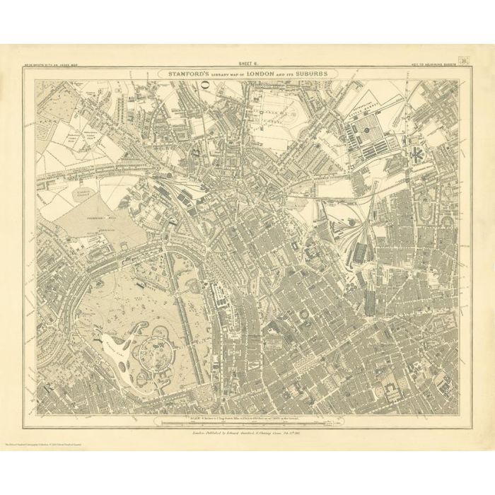 Stanford's Library Map of London Sheet 6 Black and White (1862) Map ...