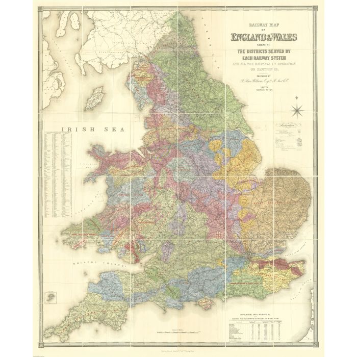Stanford's Railway Map of England and Wales (1873/4) Map | Stanfords