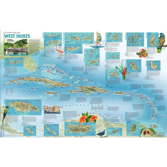 A Travelers' Map of the West Indies - Published 2003 | Stanfords