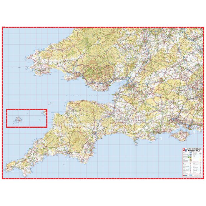 A-Z South West England and South Wales Road Map | Stanfords