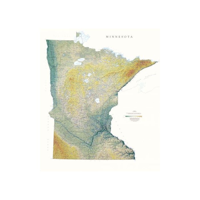 Minnesota Raven Maps Physical Wall Map PAPER | Stanfords