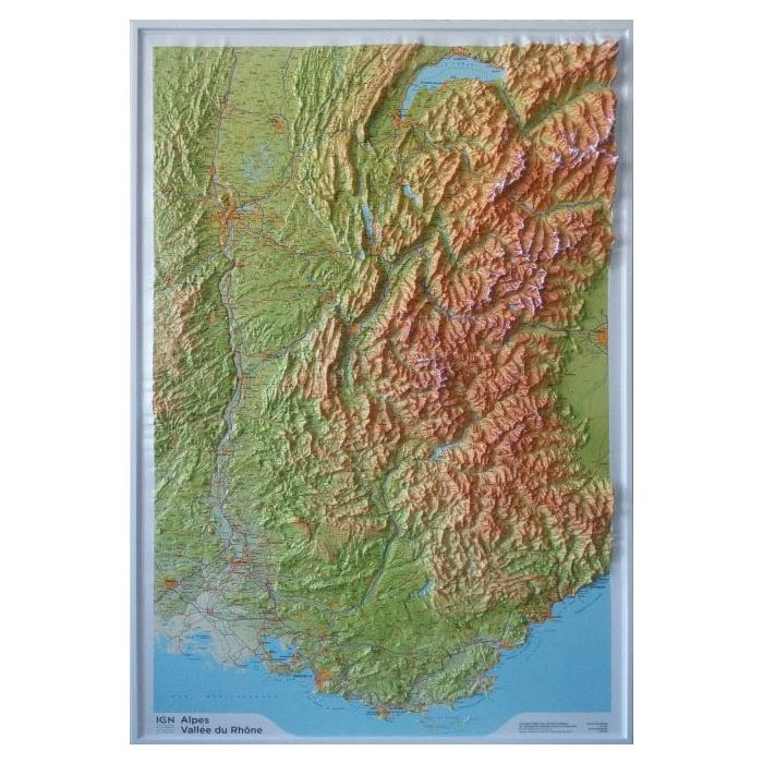 Alps - Rhone Valley IGN RAISED RELIEF Map 60301 | Stanfords