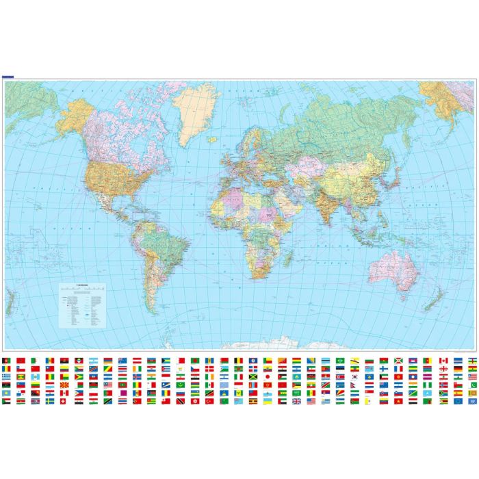 World K+F Political 30M Wall Map LAMINATED | Stanfords