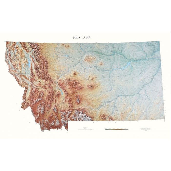 Montana State Physical Wall Map | Stanfords