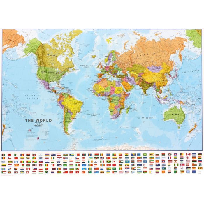 World | Maps International Political Laminated Wall Map 136 x 99 cm ...