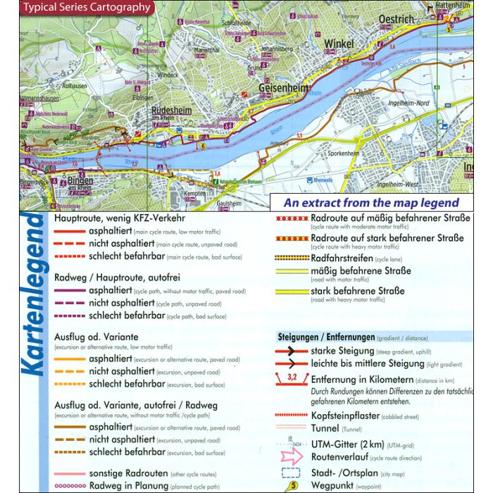 Rhine - Main - Odenwald Cycling Region Bikeline Map-Guide | Stanfords