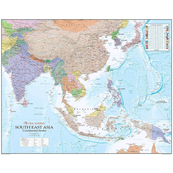 South East Asia Global Mapping Political Wall Map PAPER | Stanfords