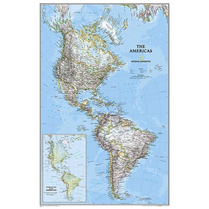 The Americas NGS Classic Wall Map PAPER | Stanfords