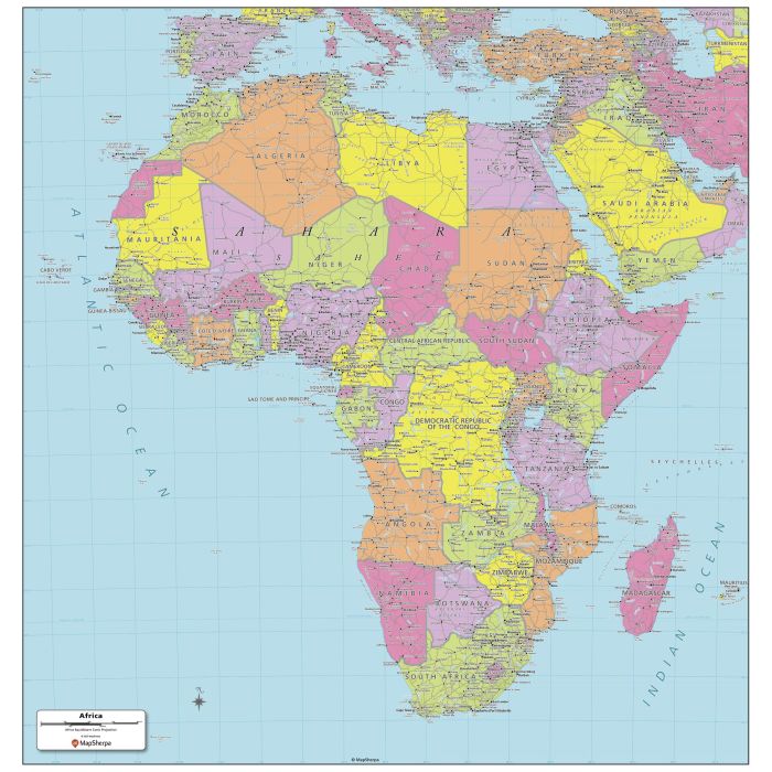 Physical Map Of Africa With Key Colour Blind Friendly Political Map Of