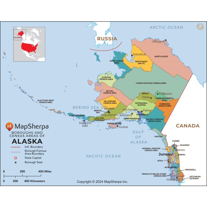 Alaska Boroughs and Census Areas (Counties) Map - Standard | Stanfords