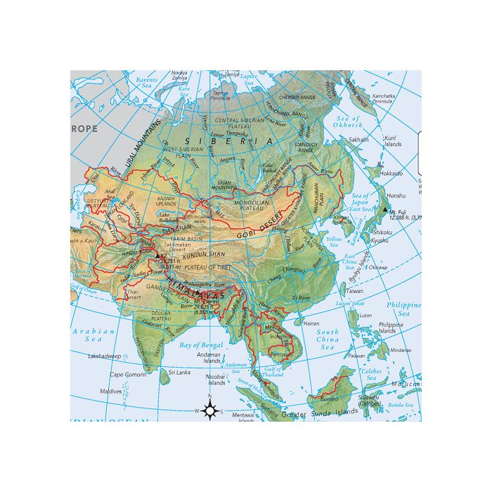 Eurasia Physical Map Labeled Maps Of Asia Physical, Political, And