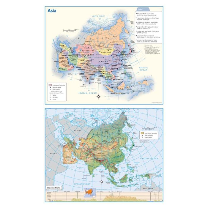 Physical Map Of Asia Old Map Of West Asia & Middle East, 1967: