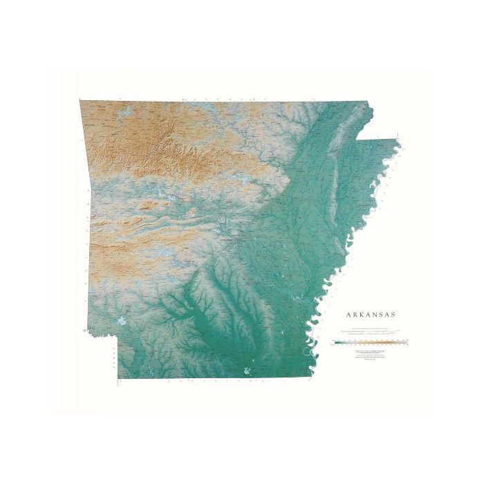 Arkansas Raven Maps Physical Wall Map PAPER | Stanfords