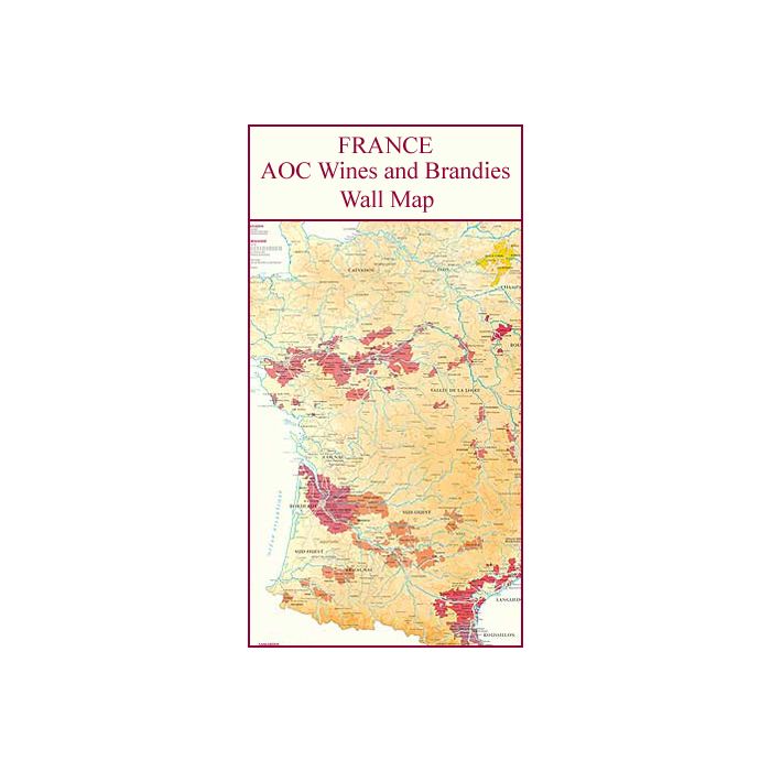 France AOC Wines and Brandies Wall Map | Stanfords