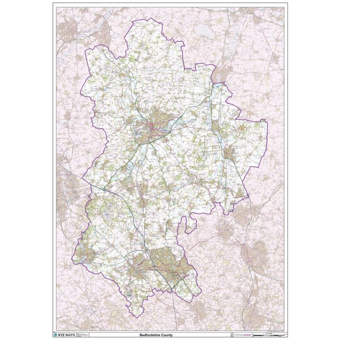 Bedfordshire County Map | Stanfords