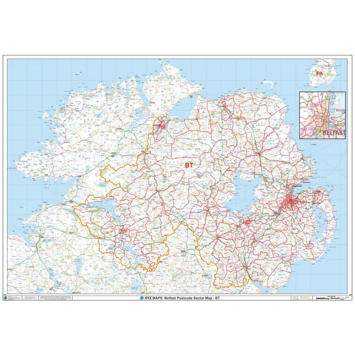Belfast - BT - Postcode Wall Map | Stanfords