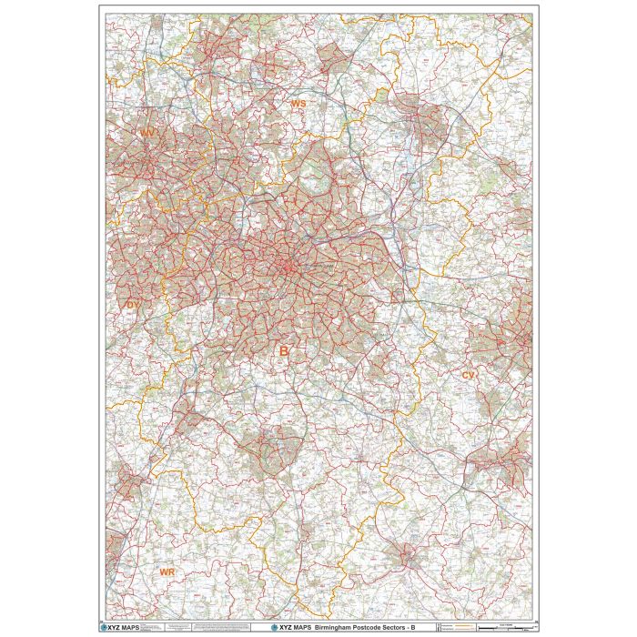 Birmingham - B - Postcode Wall Map | Stanfords