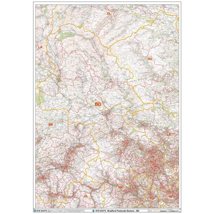 Bradford - BD - Postcode Wall Map | Stanfords