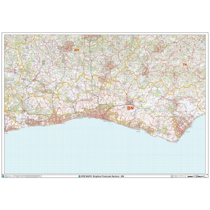 Brighton - BN - Postcode Wall Map | Stanfords