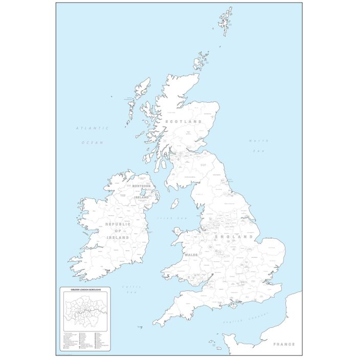 British Isles Counties and Regions Colouring Map - Large | Stanfords