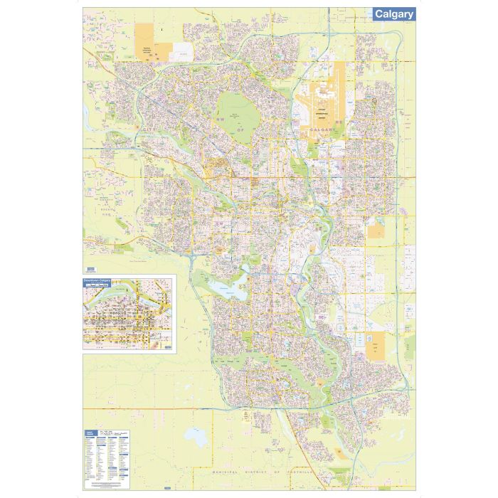 Calgary Wall Map - Street Detail - Large | Stanfords