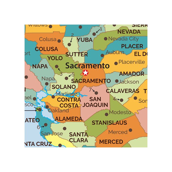 Northern California Counties Map Map Of The World