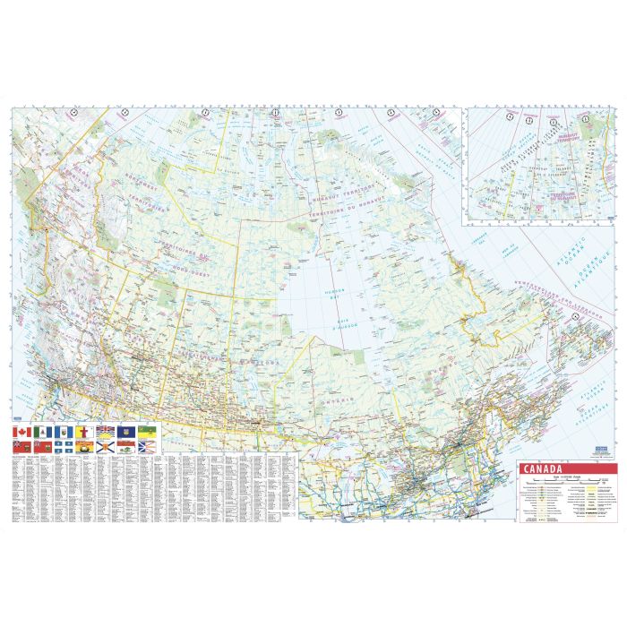 Canada Wall Map with Flags - English and French - Large | Stanfords