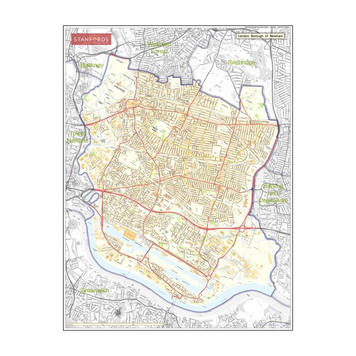 London: Newham Borough Map - Stanfords Print on Demand | Stanfords