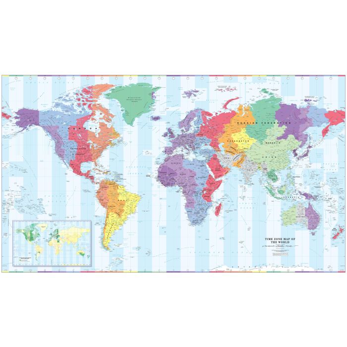 Colour Blind Friendly Time Zone Wall Map of the World - Extra Large ...