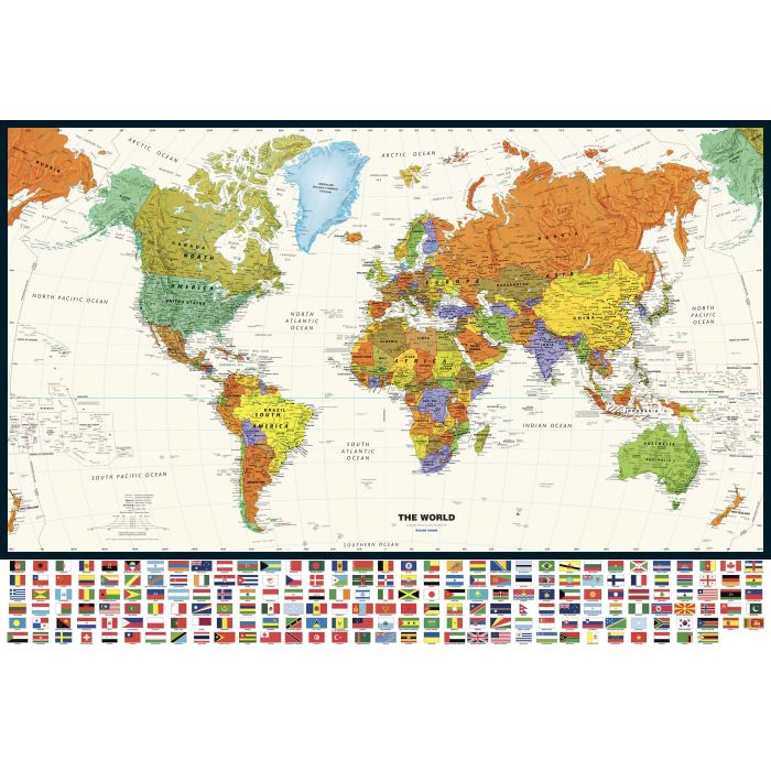 World Map 1907 With Flags Wrap Stanfords