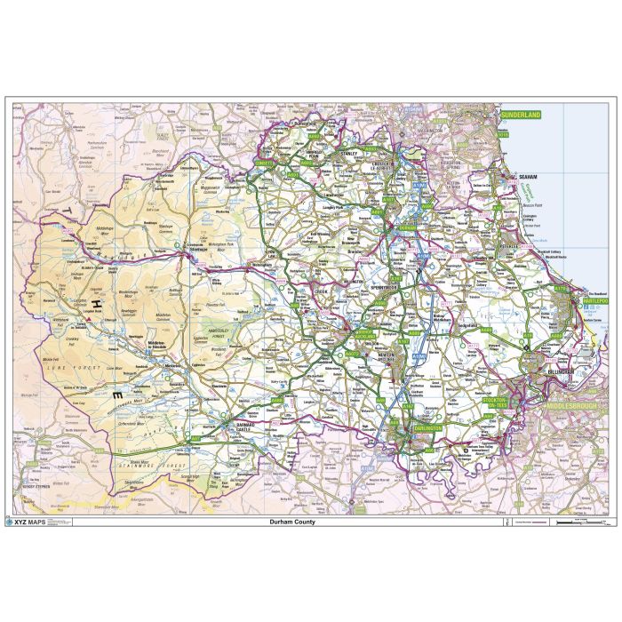 County Durham County Map | Stanfords