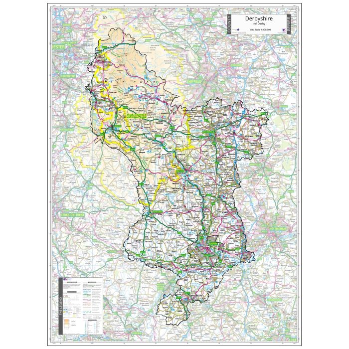 County Map of Derbyshire | Stanfords