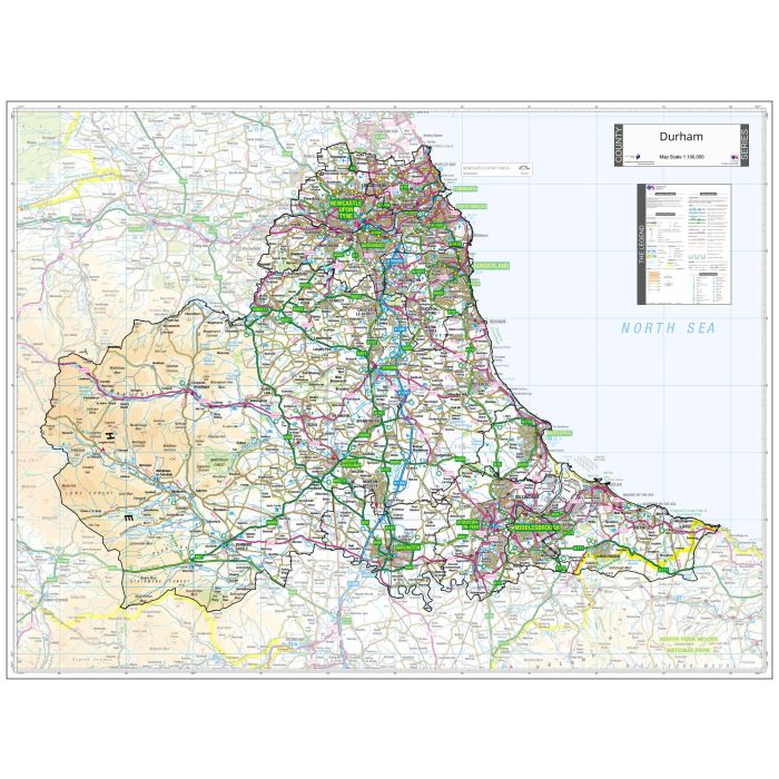 County Map of Durham | Stanfords