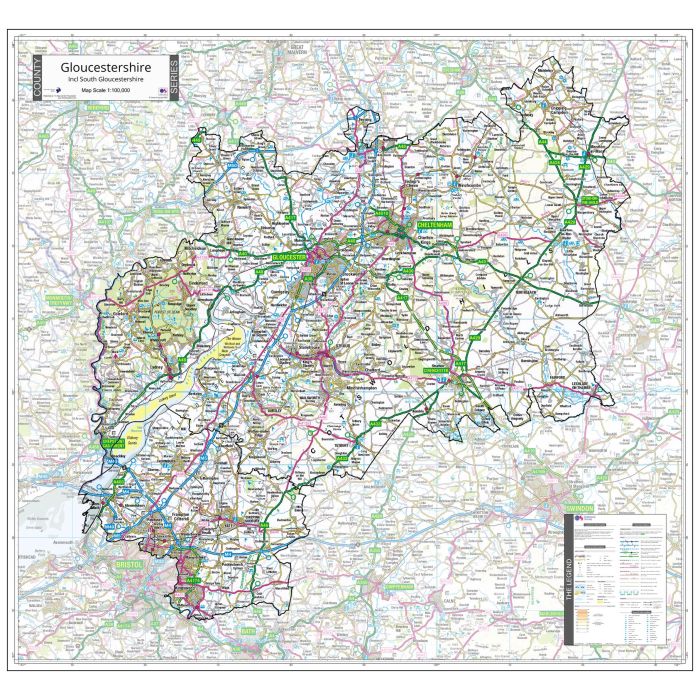 County Map of Gloucestershire | Stanfords