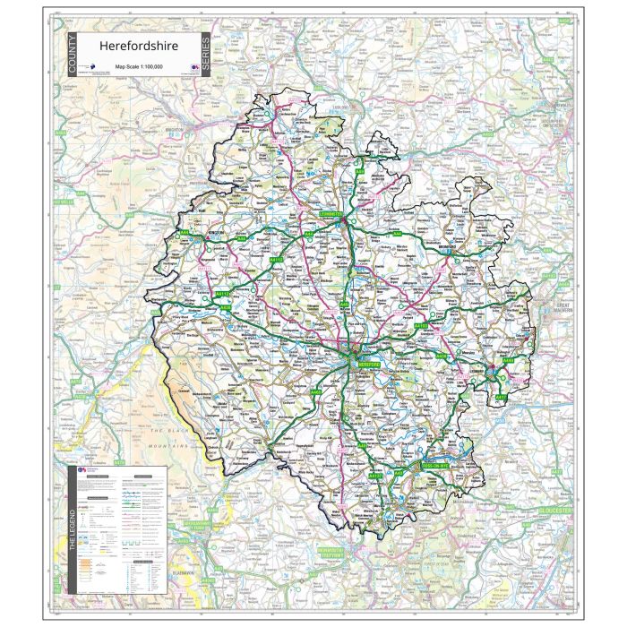 County Map of Herefordshire | Stanfords