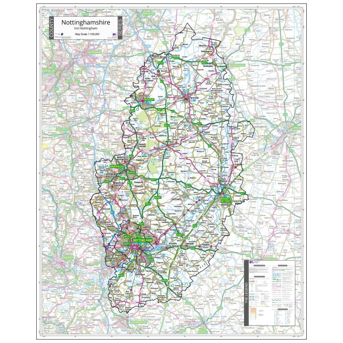 County Map of Nottinghamshire | Stanfords