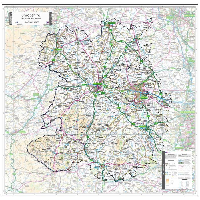 County Map of Shropshire | Stanfords