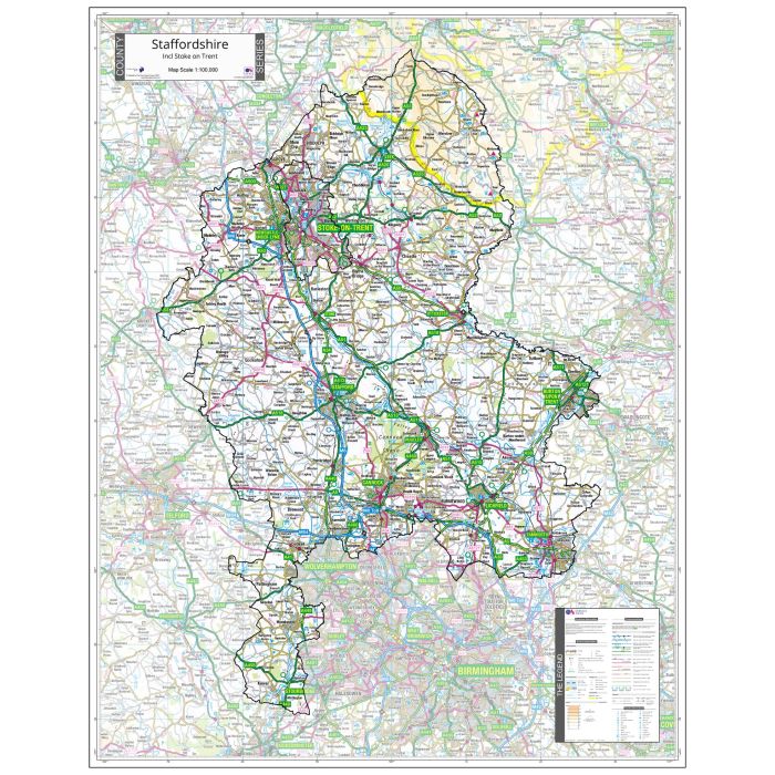 County Map of Staffordshire | Stanfords