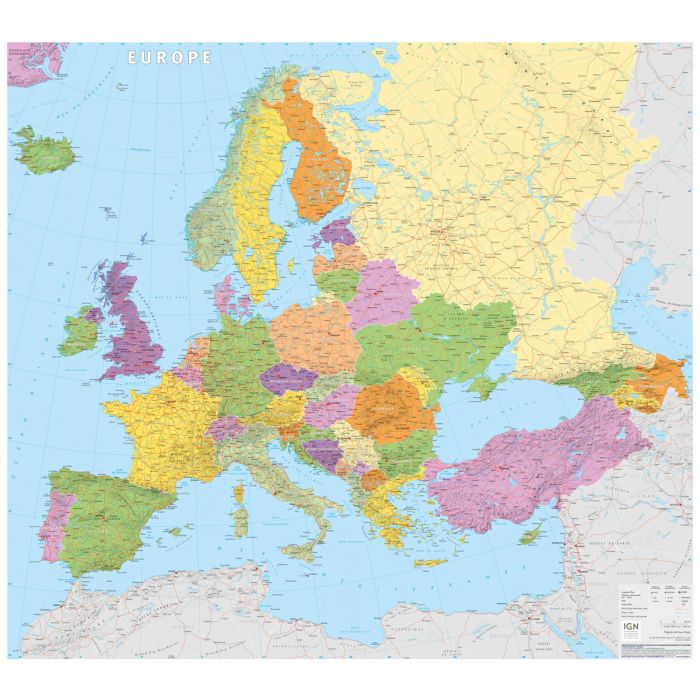 Europe IGN Political Wall Map ENCAPSULATED | Stanfords