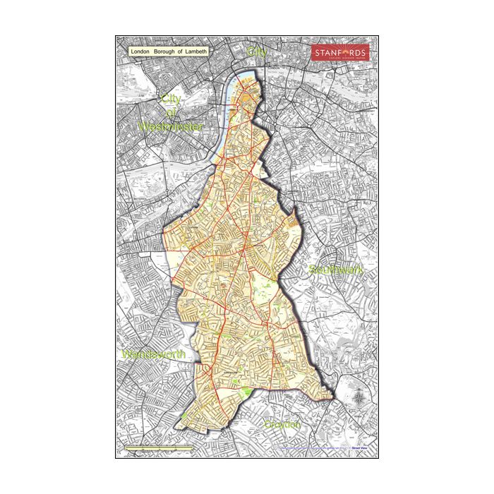 London: Lambeth Borough Map - Stanfords Print on Demand | Stanfords