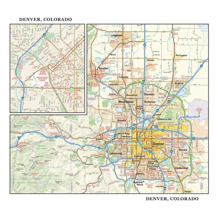 Denver, Colorado Wall Map, large | Stanfords