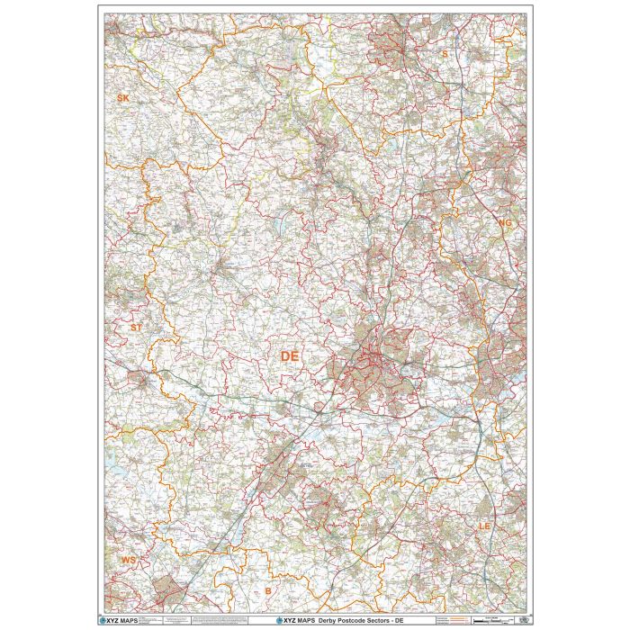 Derby - DE - Postcode Wall Map | Stanfords