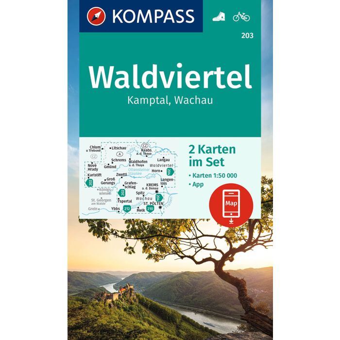 Waldviertel - Kamptal - Wachau Kompass 2-Map Set 203 | Stanfords