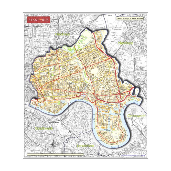 London: Tower Hamlets Borough Map - Stanfords Print on Demand | Stanfords