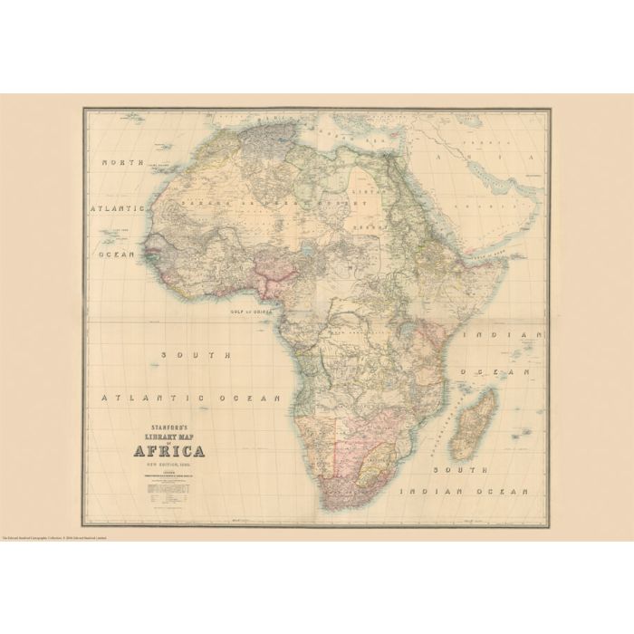 Stanford's Library Map of Africa (1890) - A3 Wall Map, Canvas - Print ...