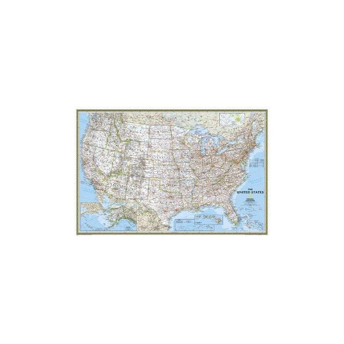 United States NGS Classic POSTER-SIZE Wall Map LAMINATED | Stanfords
