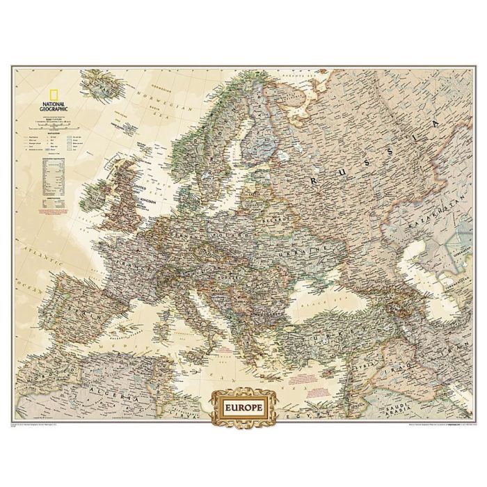 Europe NGS Executive LARGE Wall Map LAMINATED | Stanfords