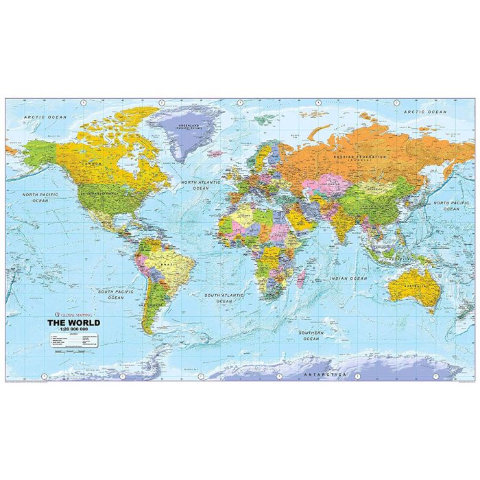 World Global Mapping Political Wall Map X-LARGE PAPER | Stanfords