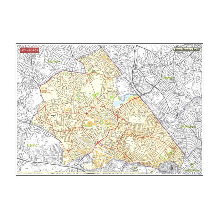 London: Brent Borough Map - Stanfords Print on Demand | Stanfords