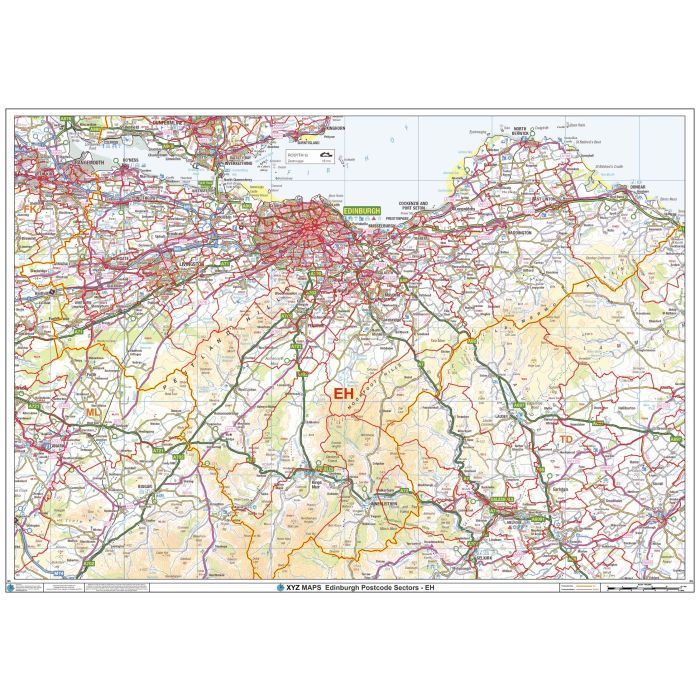 Edinburgh - EH - Postcode Wall Map | Stanfords